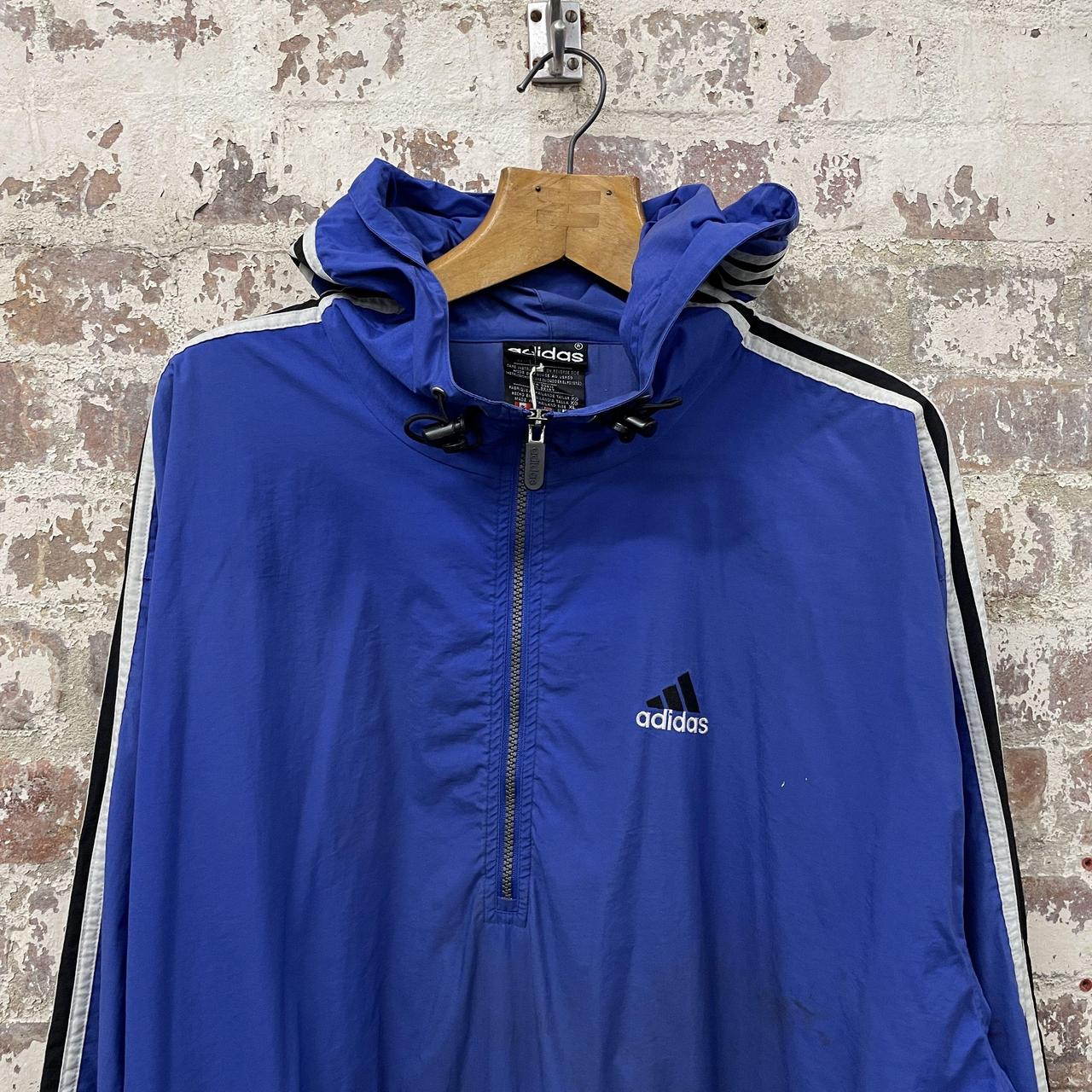 Vintage 1990s Blue Adidas Smock Pullover... - Depop