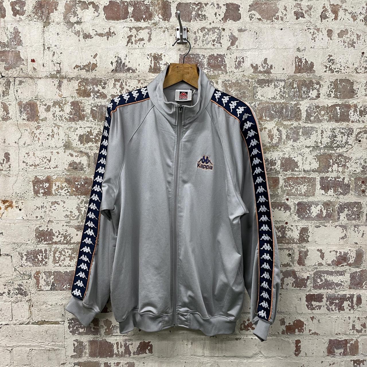 Vintage 1990s Grey Kappa Tape logo Track Top... - Depop