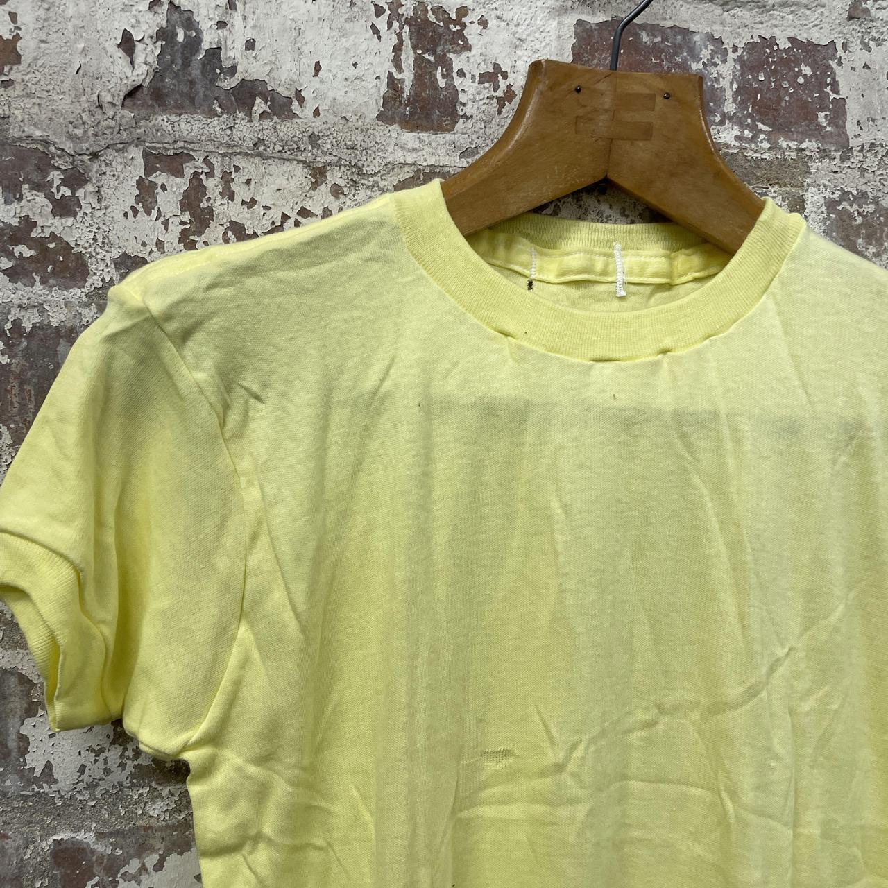 Vintage 1970s 1980s Yellow Raglan Blank... - Depop