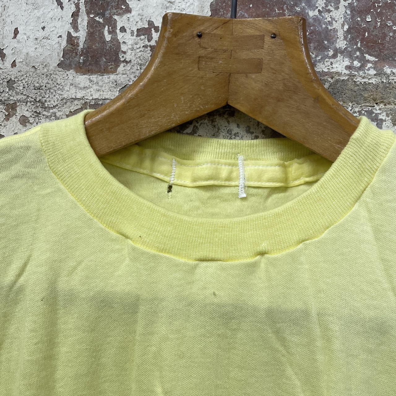 Vintage 1970s 1980s Yellow Raglan Blank... - Depop