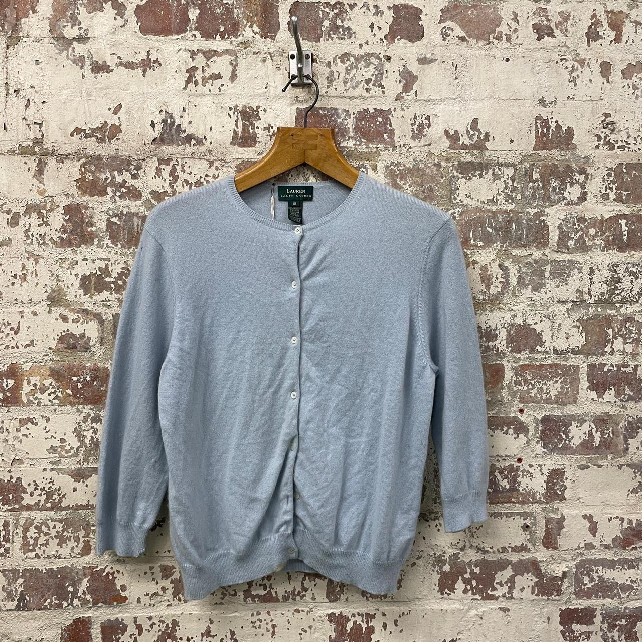 2000s 100% Cashmere Ralph Lauren Baby Blue Cardigan... - Depop