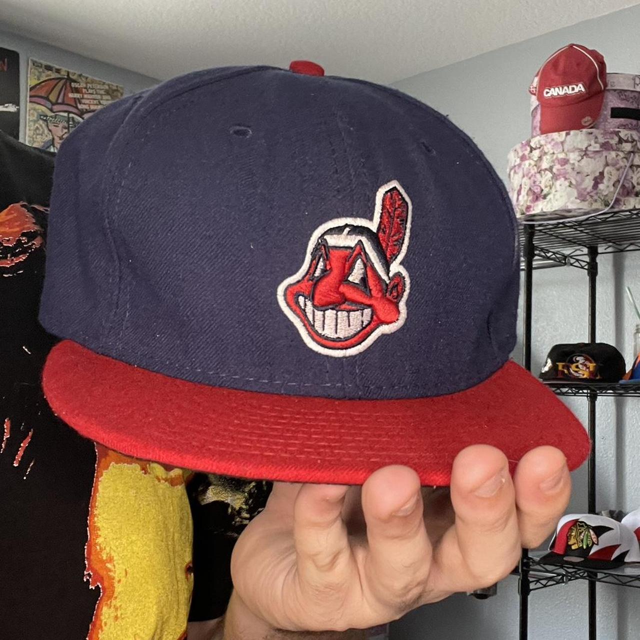 Vintage Cleveland Indians Fitted Hat Size 7 5 8 Depop