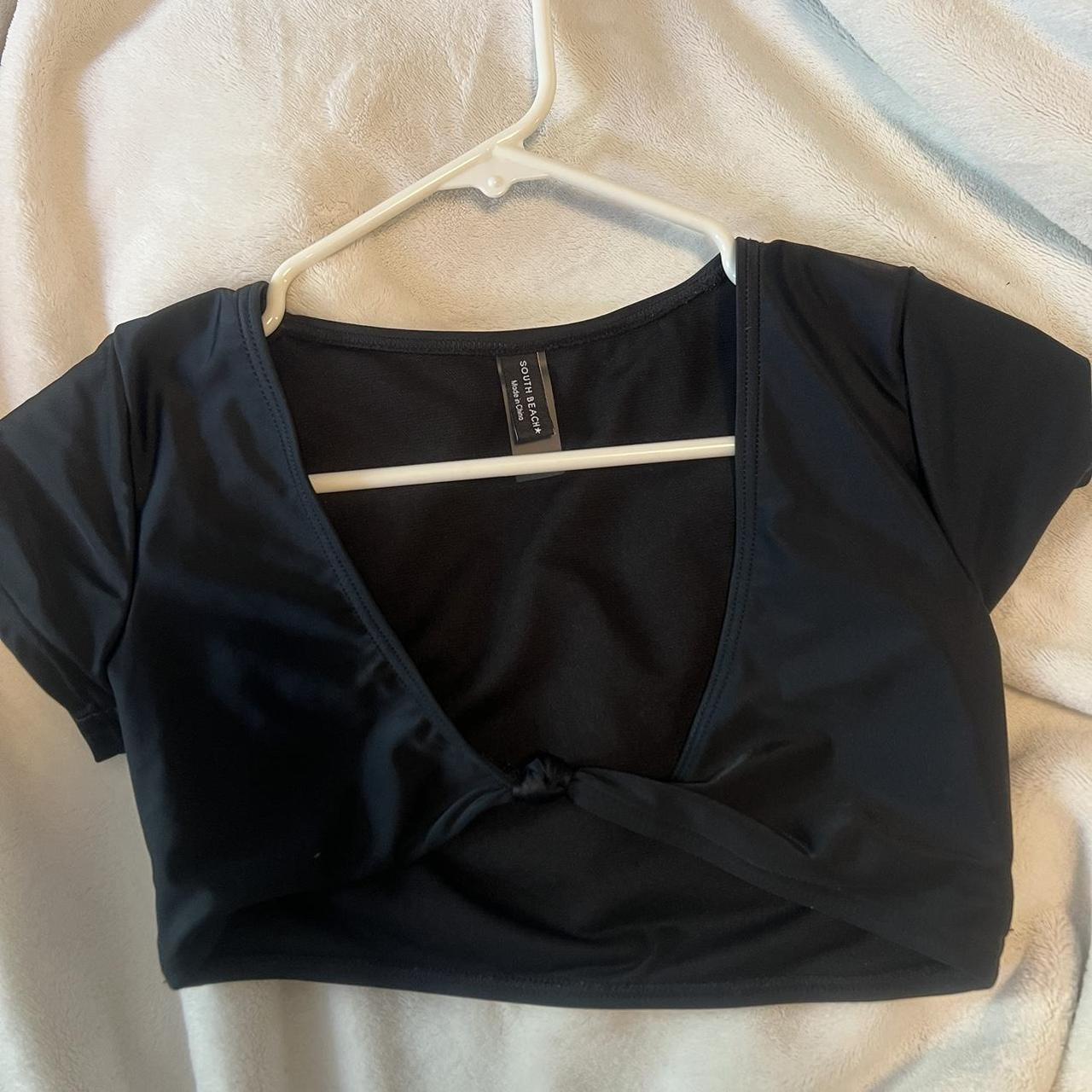 Black cropped cross tie top! from South Beach... - Depop