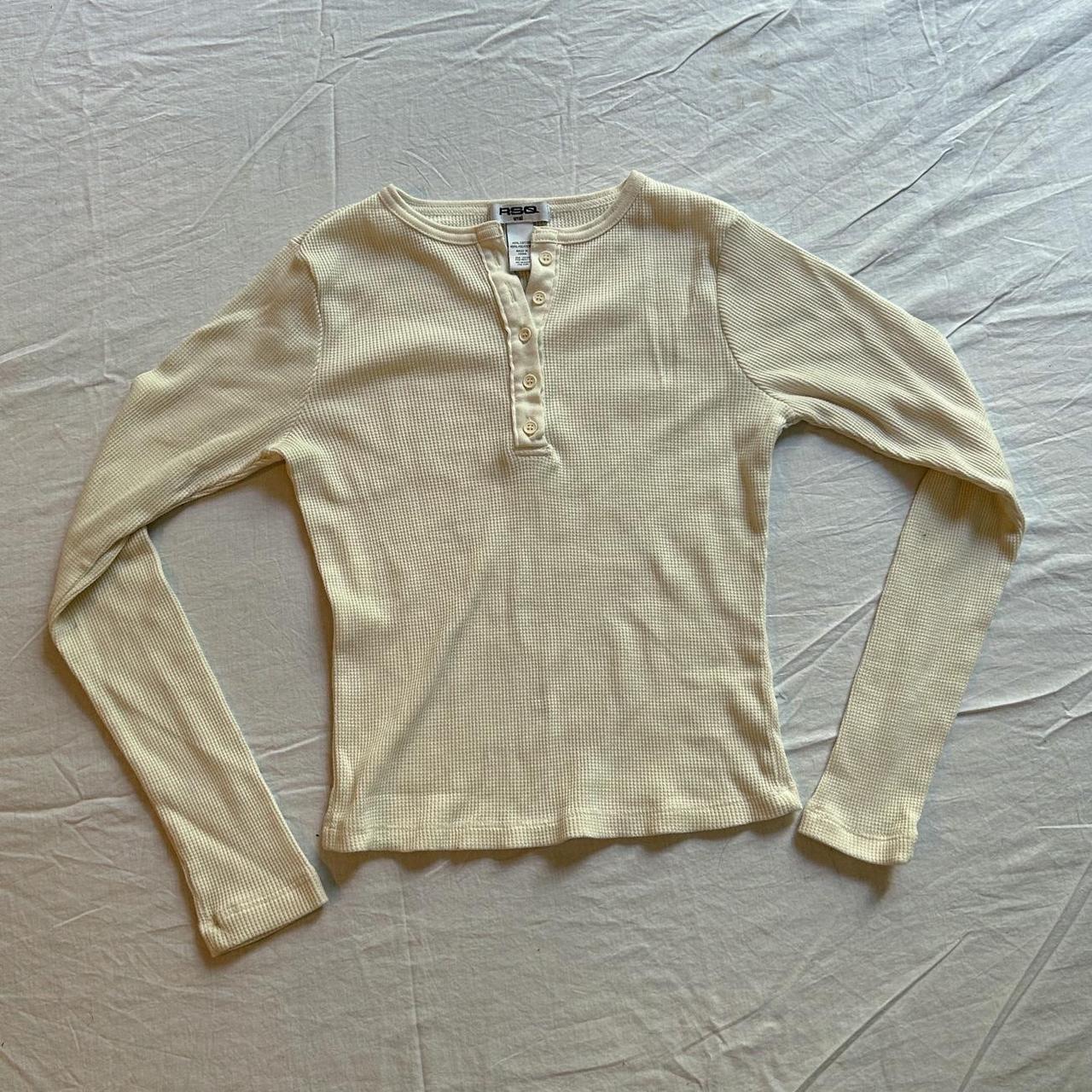 RSQ button up long sleeve top cream color top and... - Depop