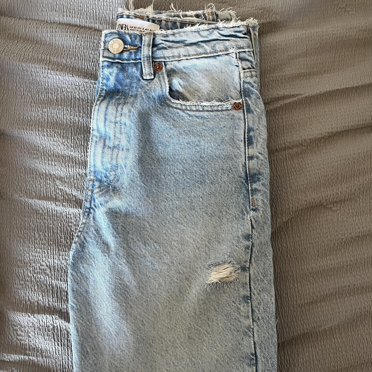 zara ripped mom jeans!! size 0 only worn... - Depop