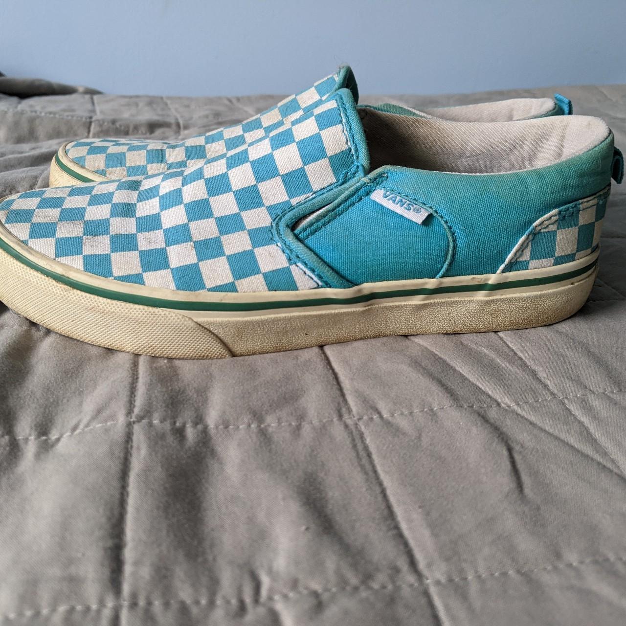 ️~ Blue checkered slip on Vans ~ ️ - These Vans have... - Depop