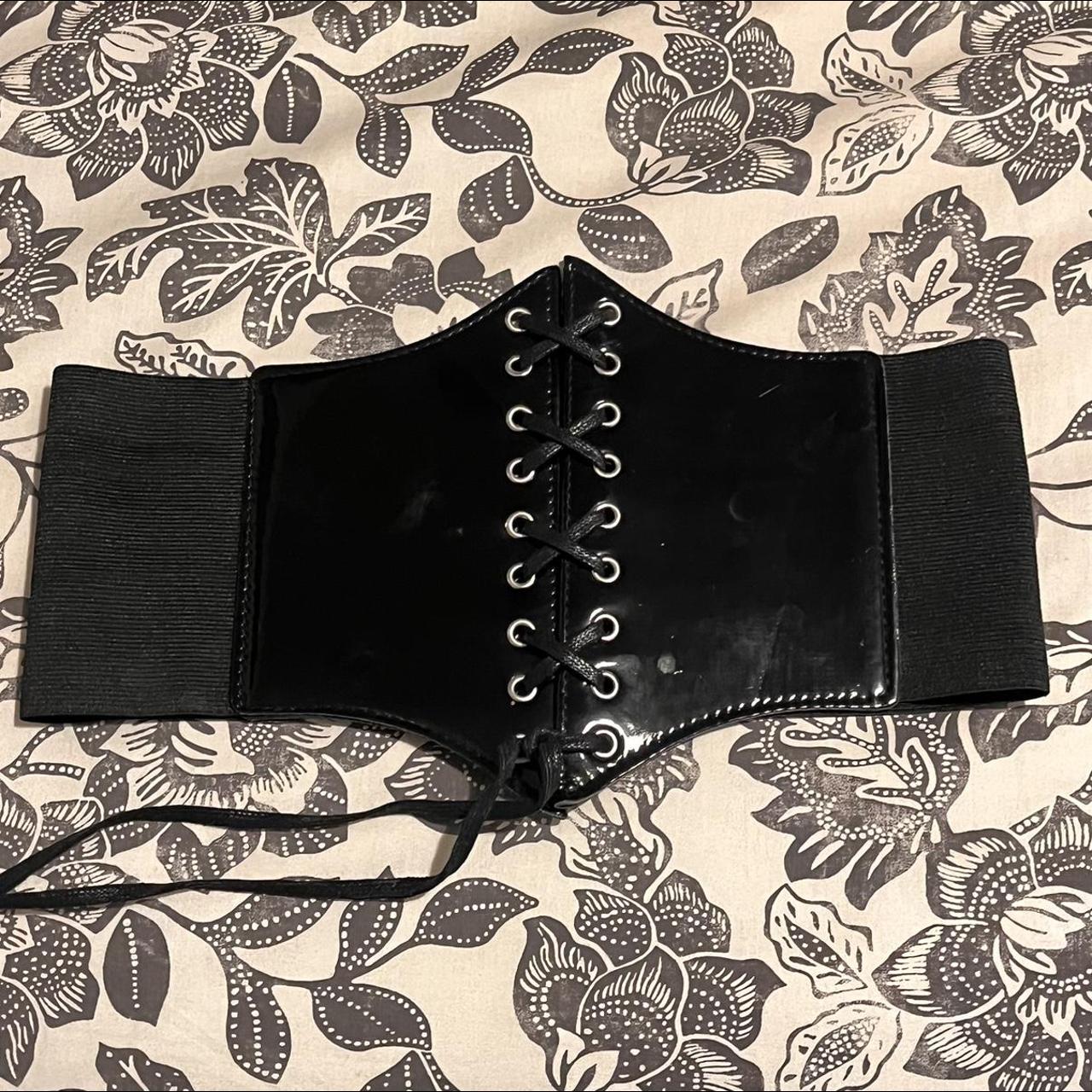 black lace up corset with buttons in the back... - Depop