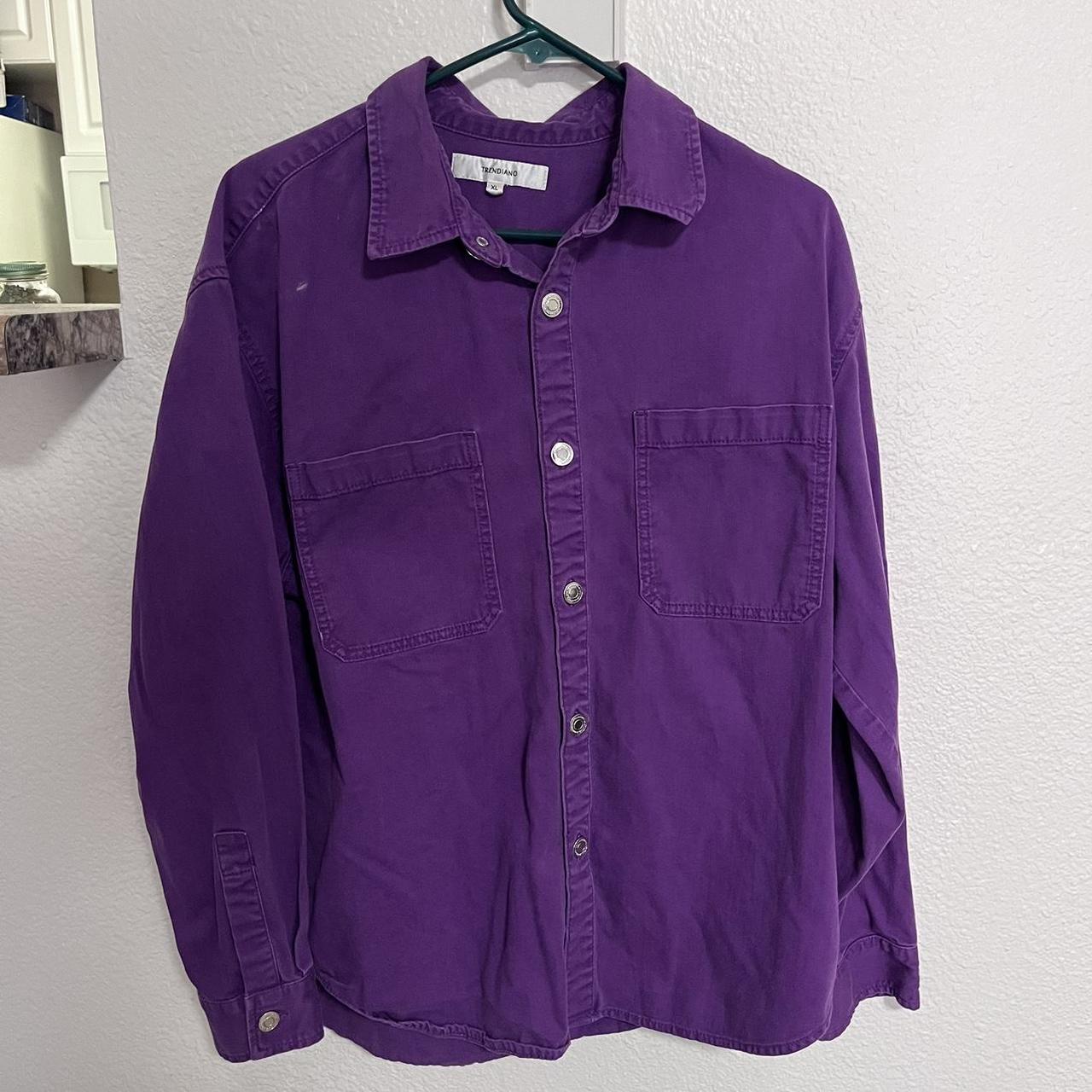 Trendiano Purple Button Up XL fits like a L An... - Depop