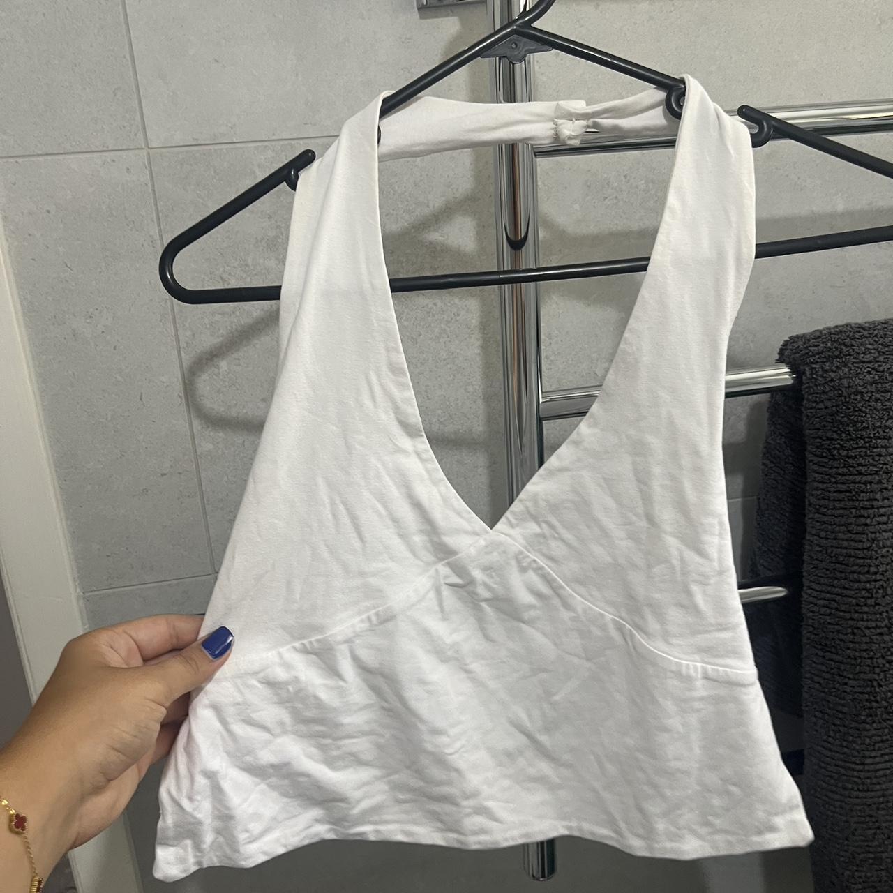 Supre white halter crop top Size large Work once... - Depop