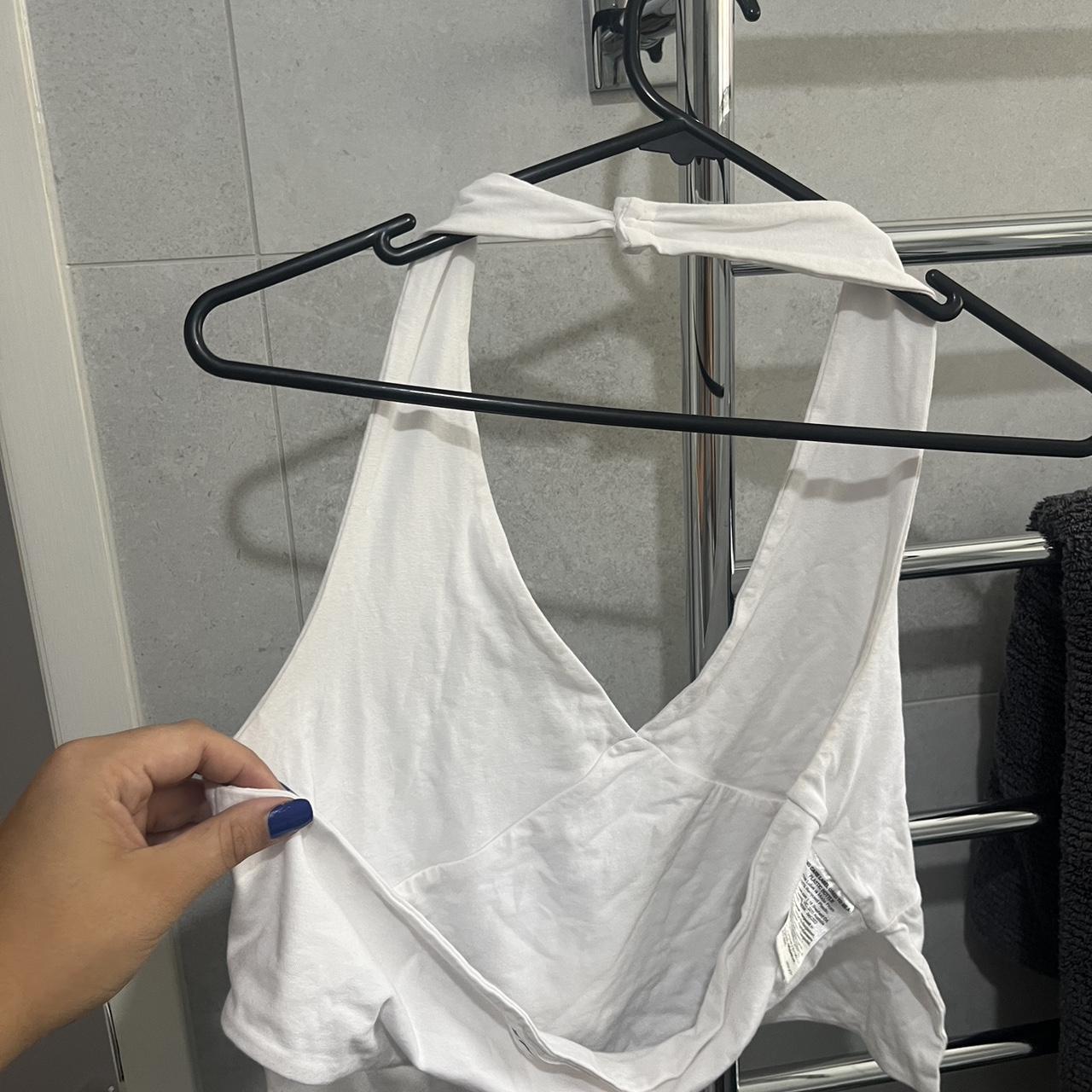 Supre white halter crop top Size large Work once... - Depop