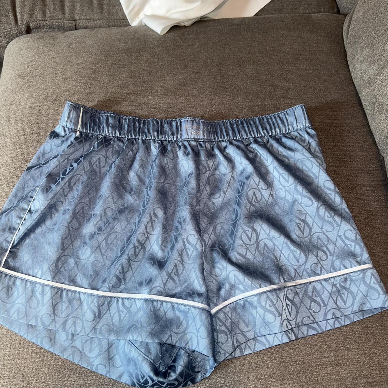 Satin blue Victoria secret sleep set. Worn once.... | Depop