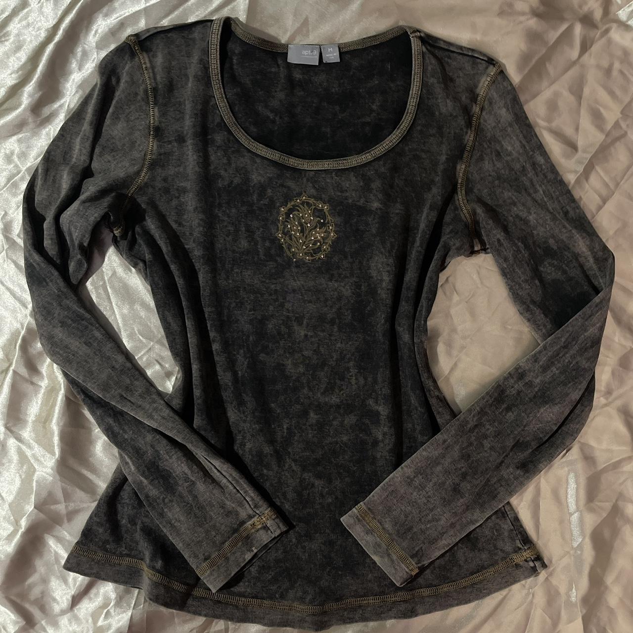 Y2K Fairy Grunge Rhinestone Long Sleeve Tee... - Depop