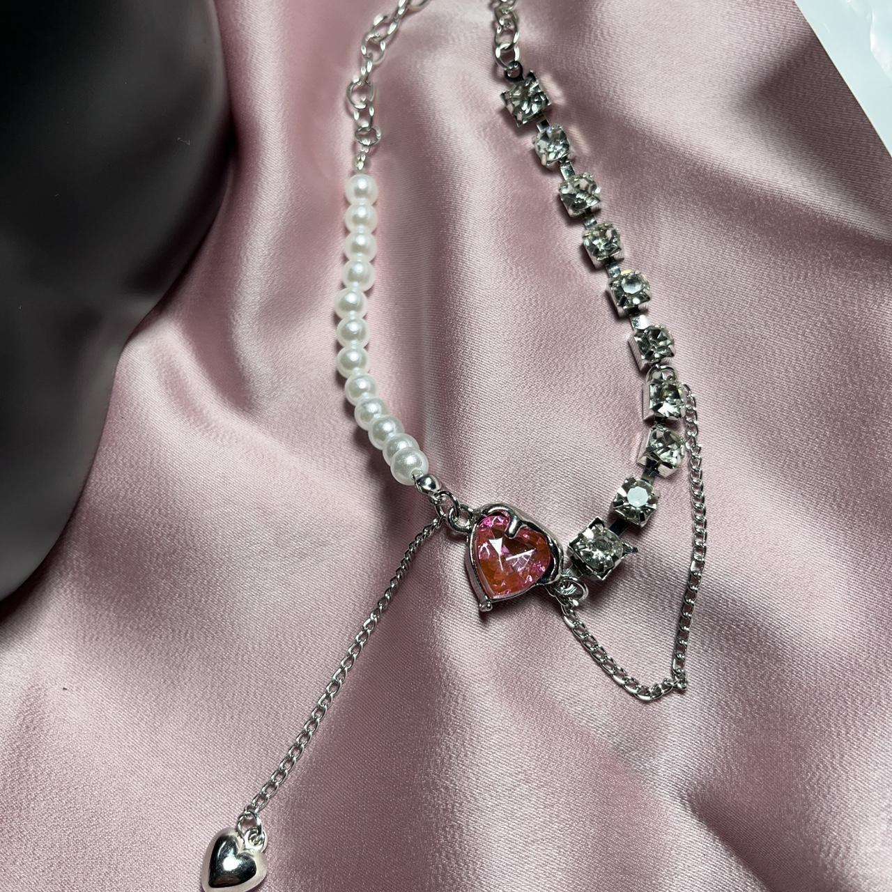 AMY Necklace. Pink heart necklace. #y2k style.... - Depop