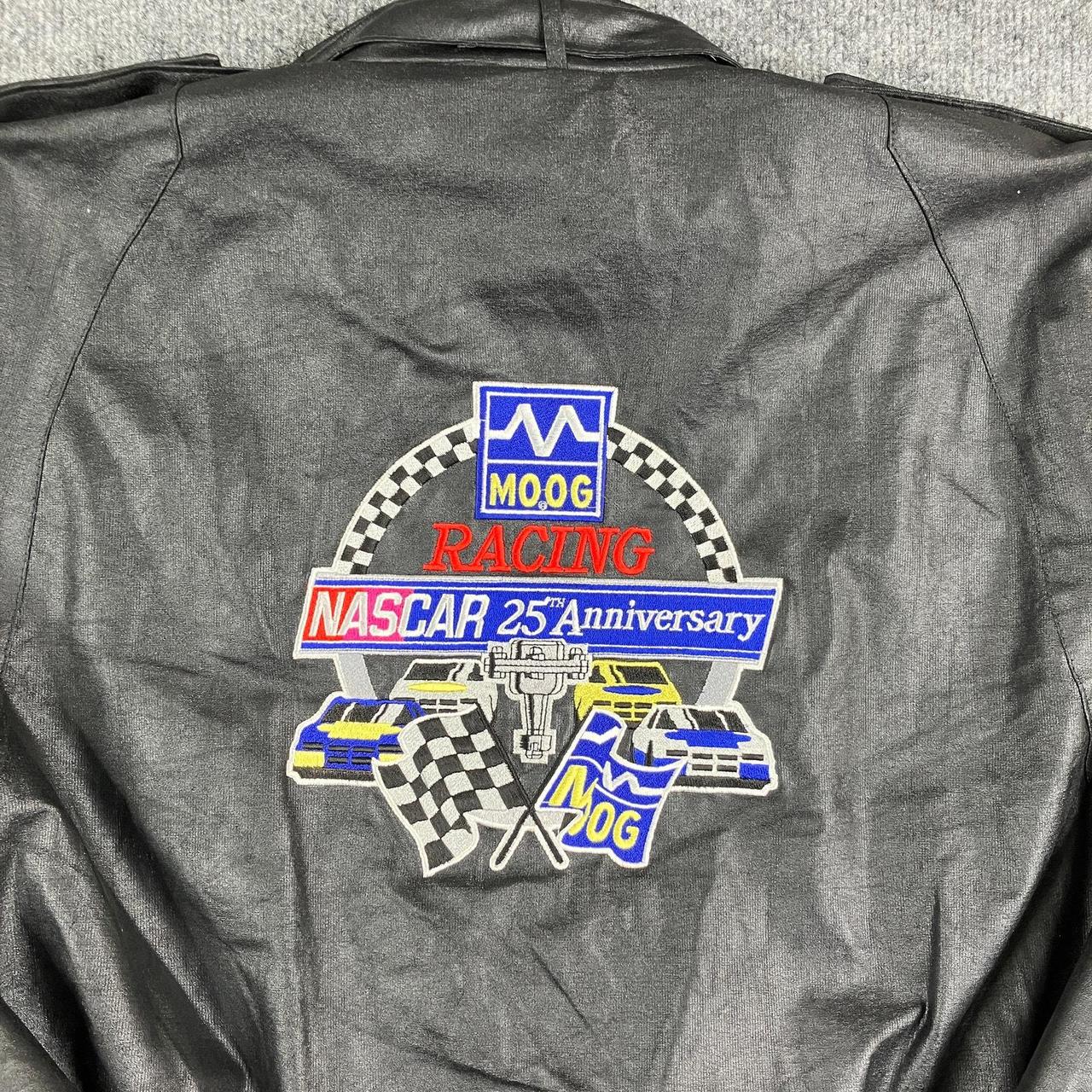 Vintage CIA Moog Racing Jacket Mens XL Black Faux... | Depop