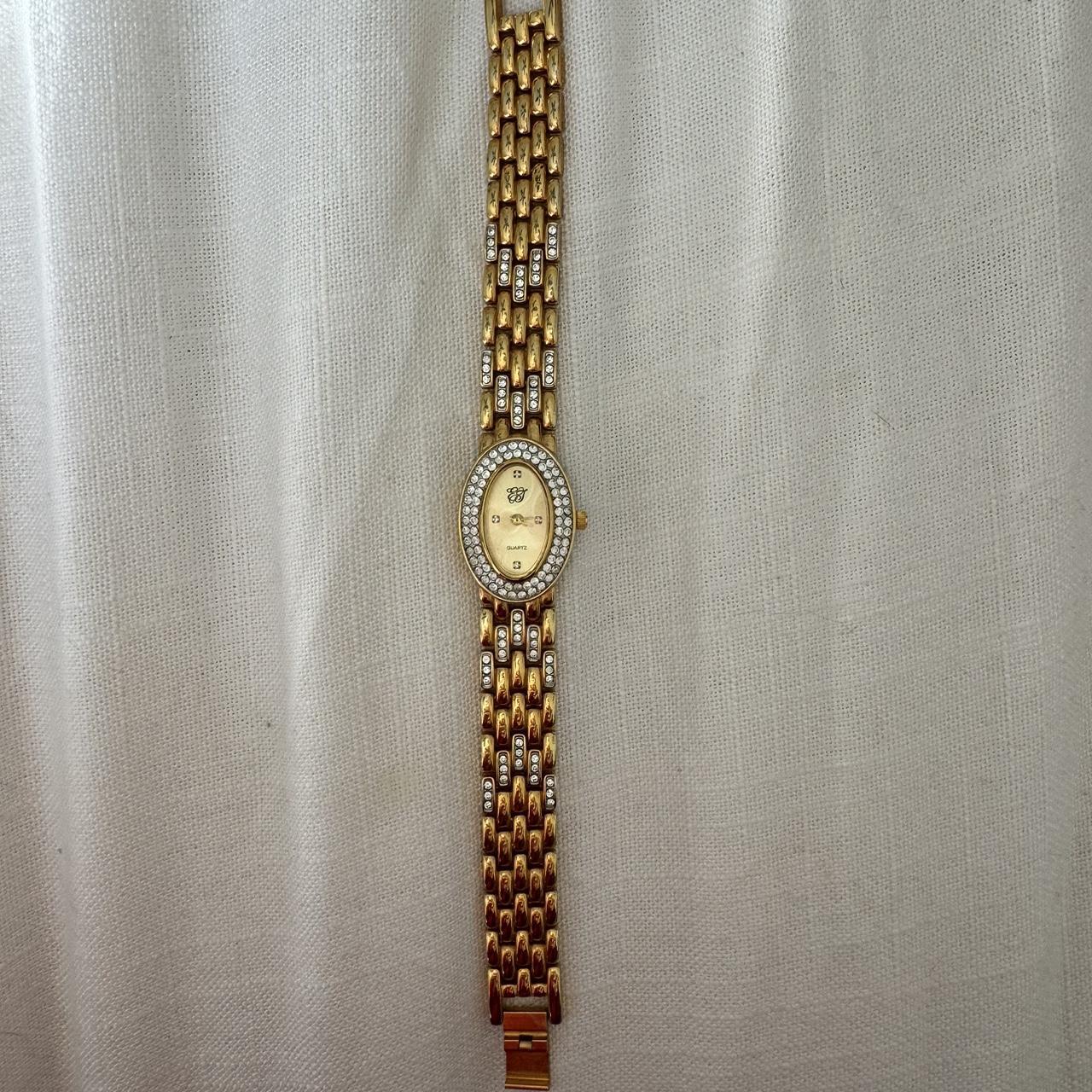Vintage Quartz gold and rhinestone watch -gorgeous... - Depop