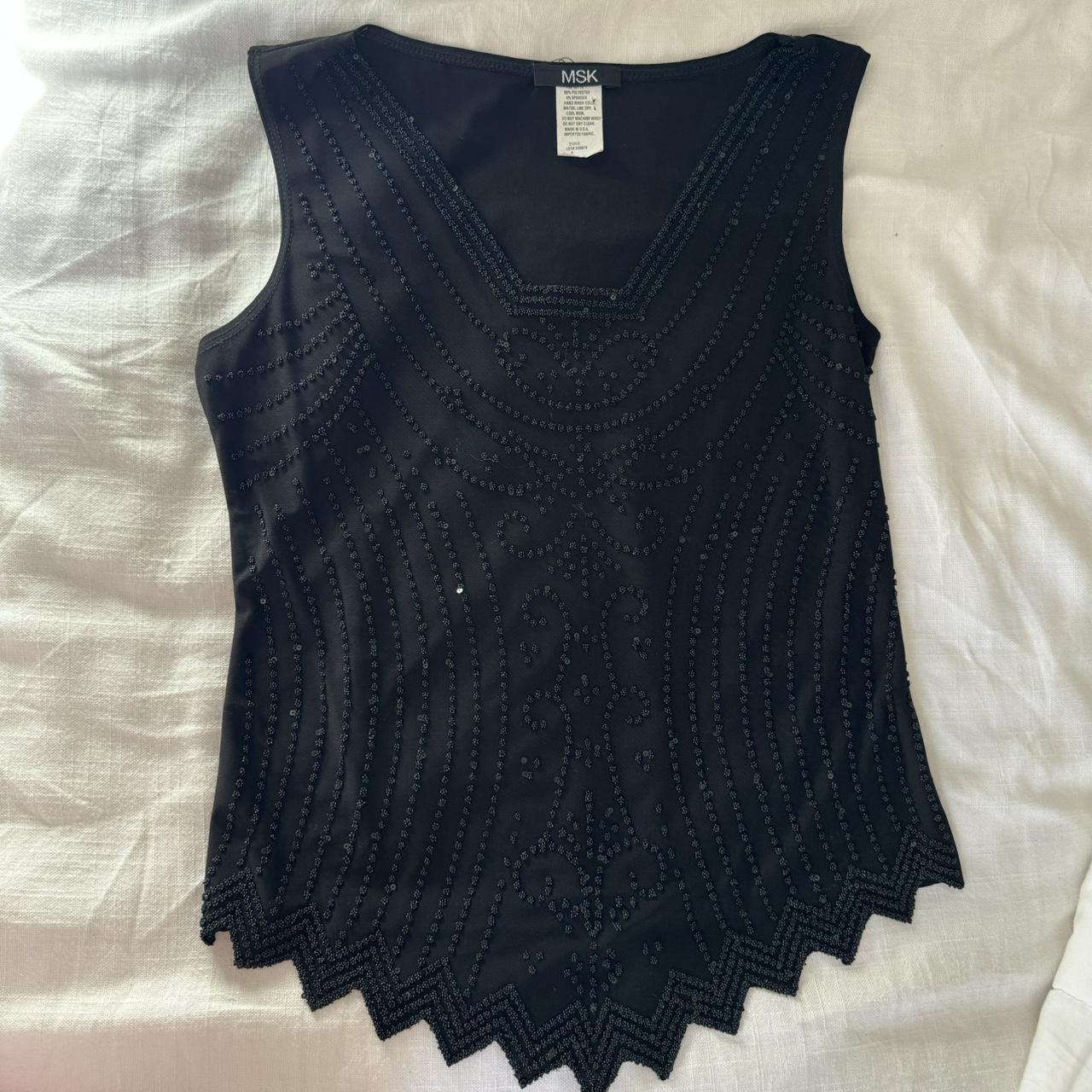 Vintage MSK beaded tank top -vintage... - Depop
