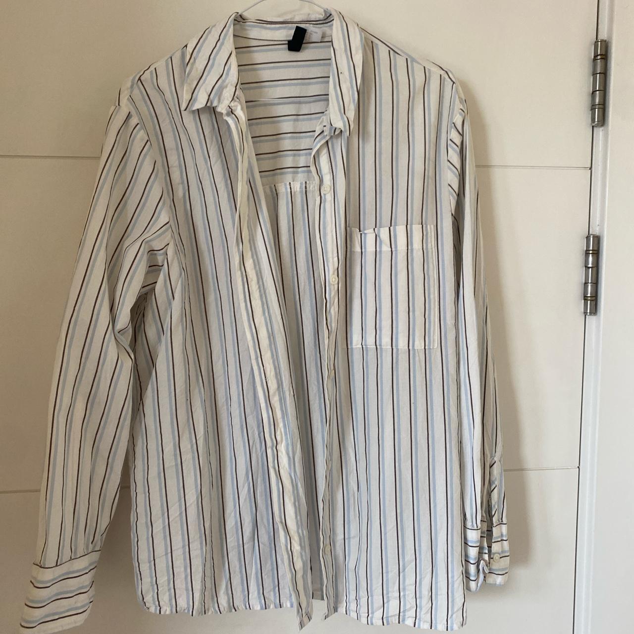 H&M Divided shirt in size Small White with blue and... - Depop