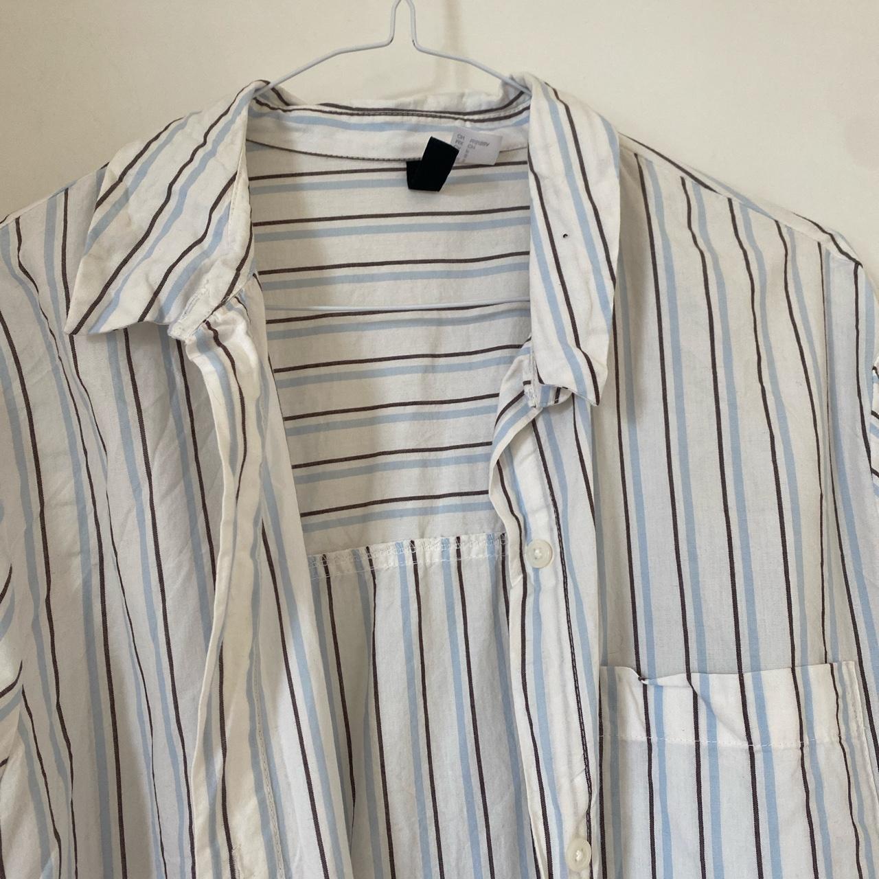 H&M Divided shirt in size Small White with blue and... - Depop