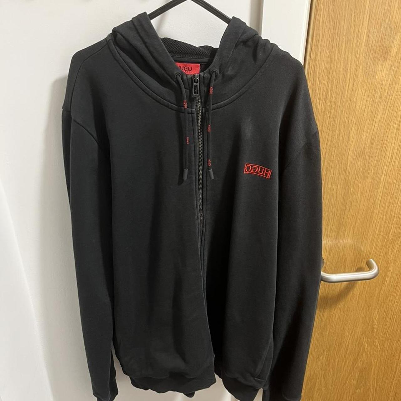 Hugo Boss Men's Black and Red Hoodie | Depop