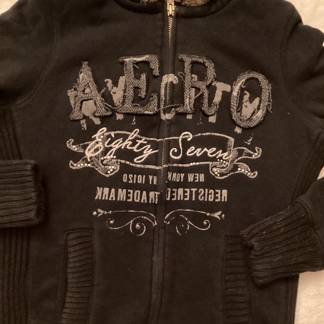 VINTAGE AERO FUR ZIP UP HOODIE #aeropostale #y2k... - Depop