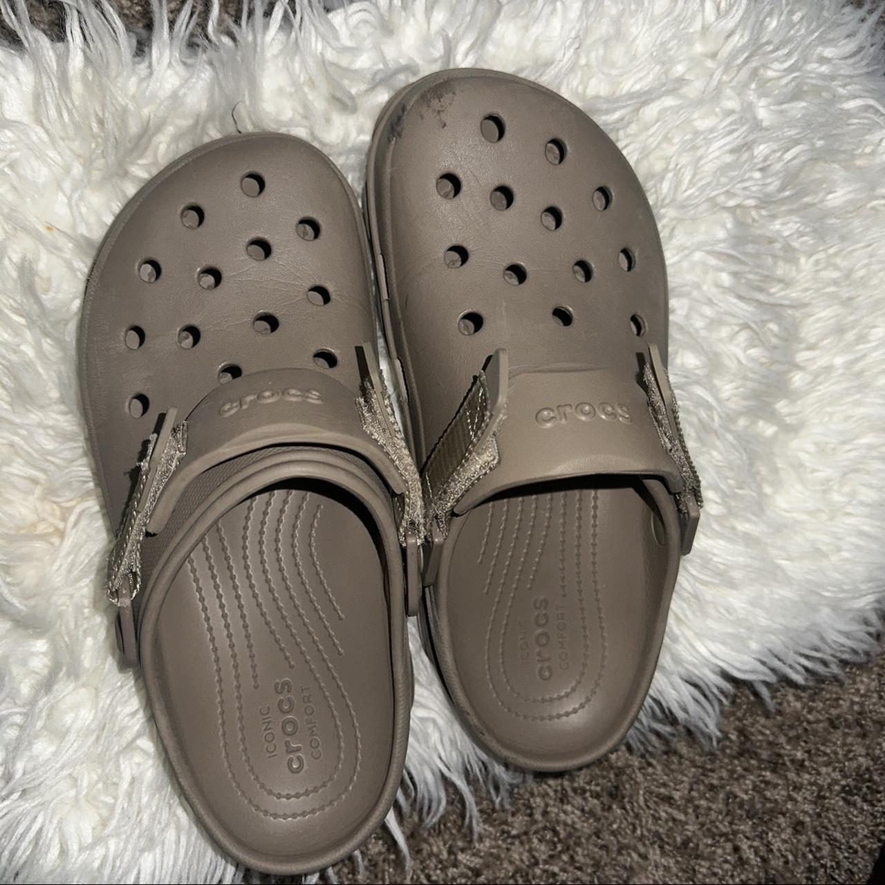 brown/tan crocs. - Depop