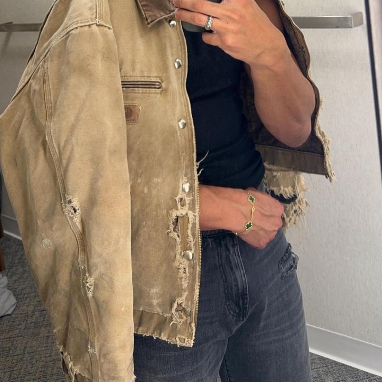 Thrashed Vintage Carhartt Distressed Detroit Jacket.... - Depop