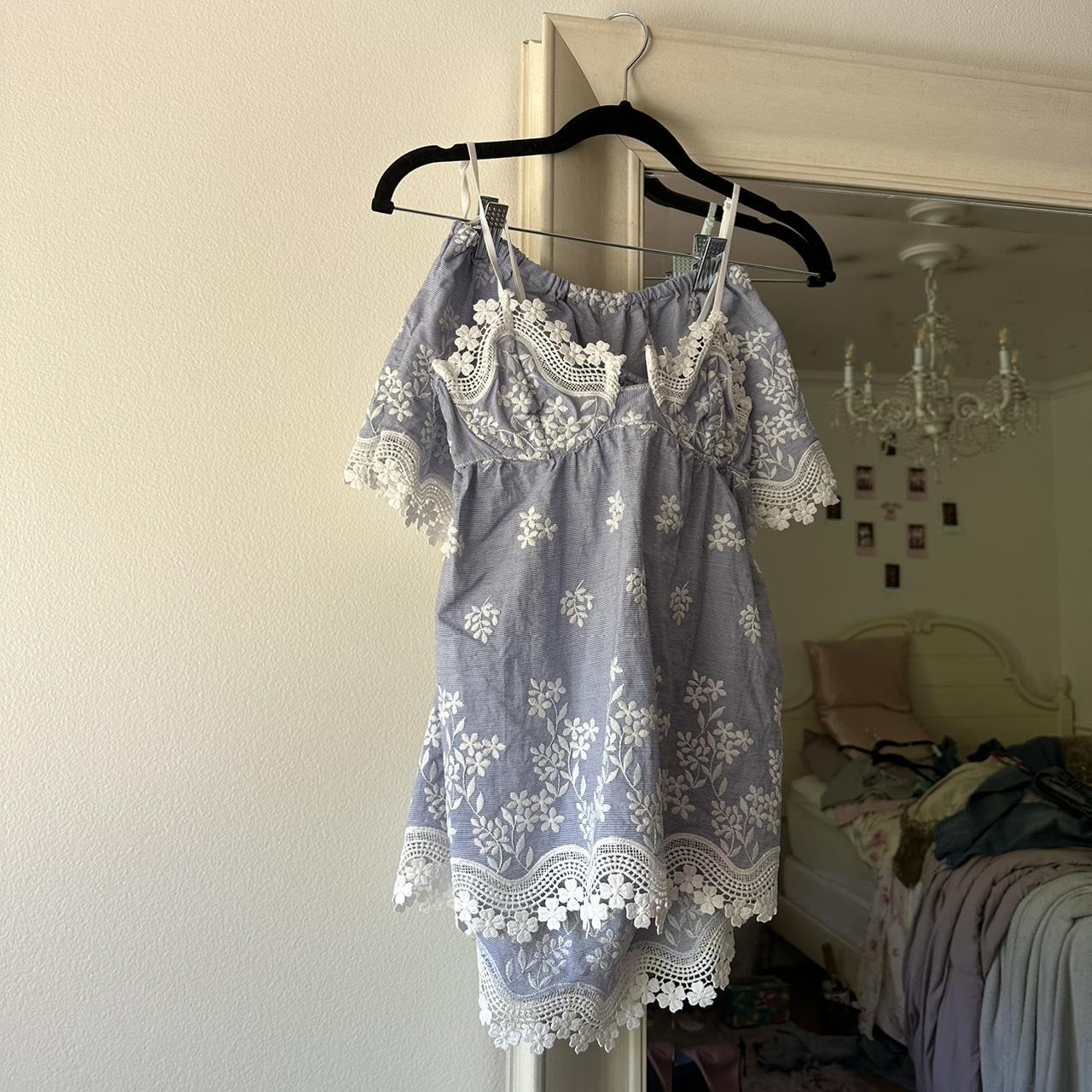 Zara blue and white spring set Size small No flaws - Depop