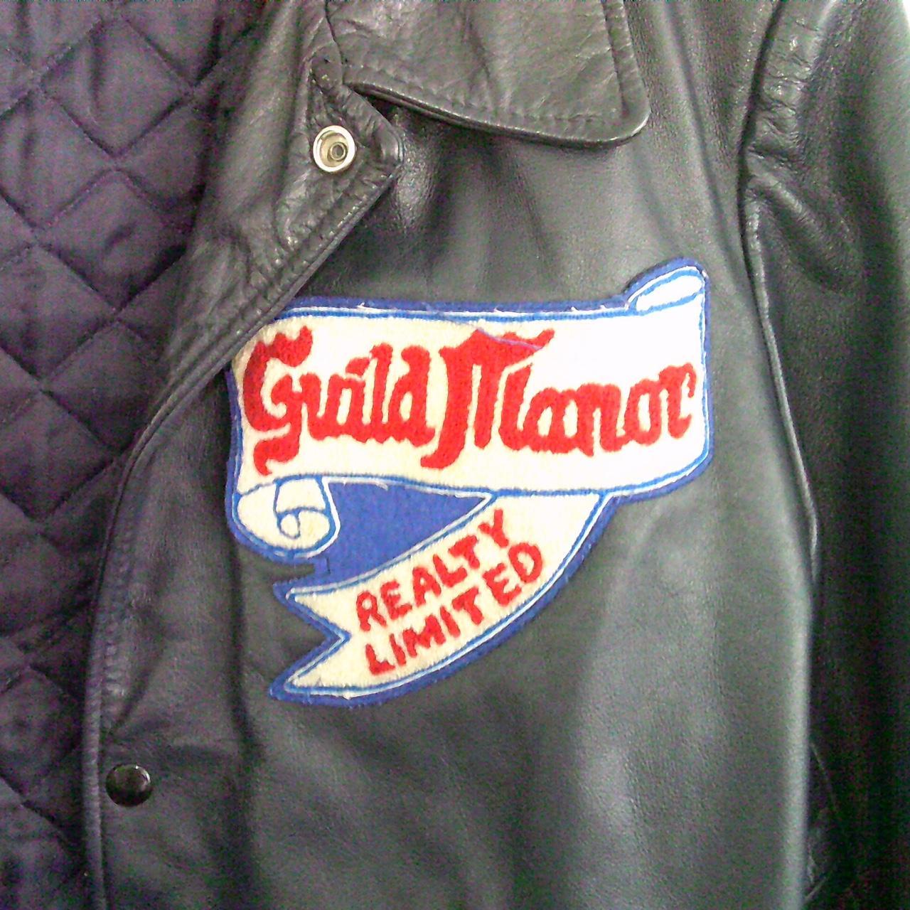 ONE OF A KIND Wolff Canada leather dark blue bomber... | Depop