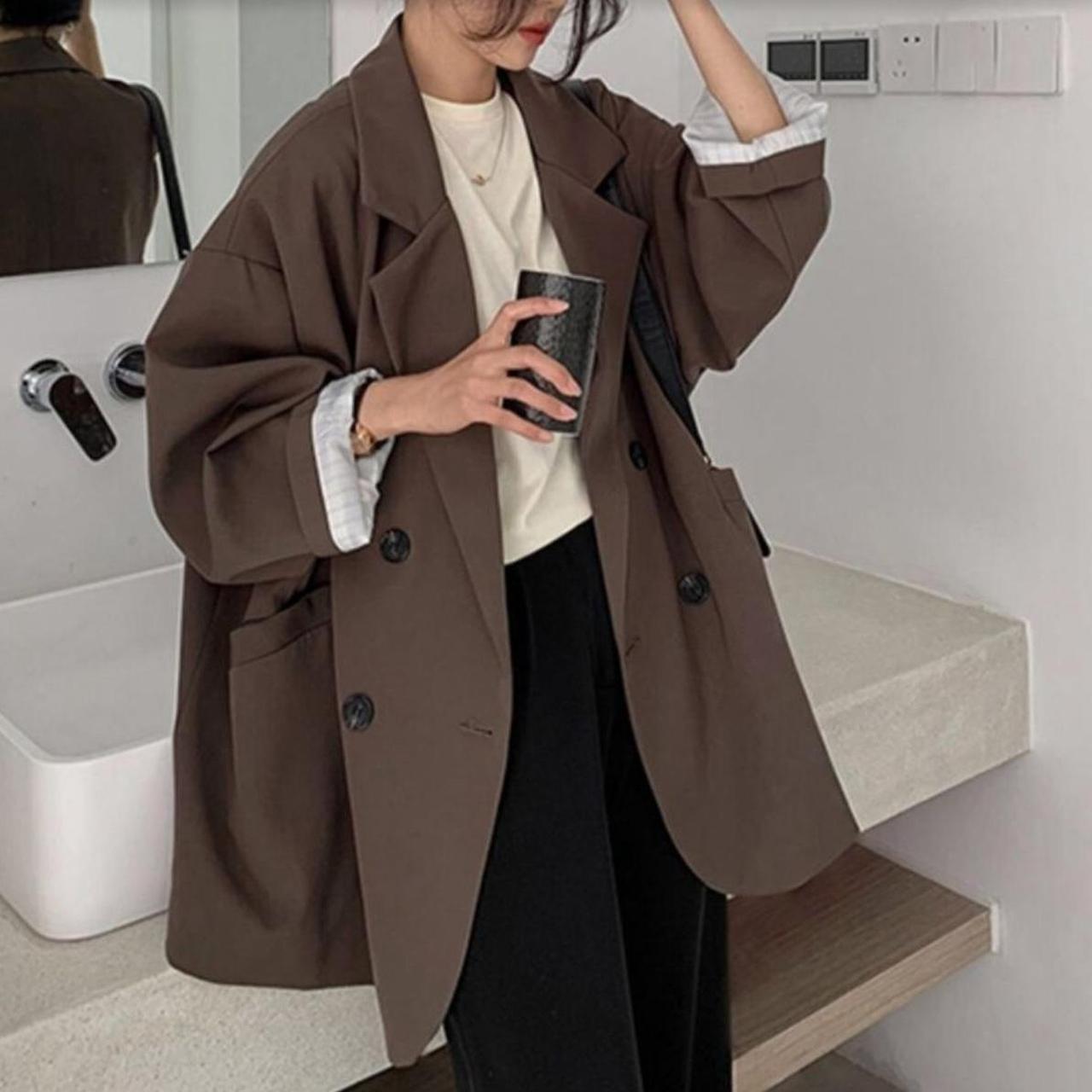 brown oversized blazer from yesstyle. size L 15%... | Depop