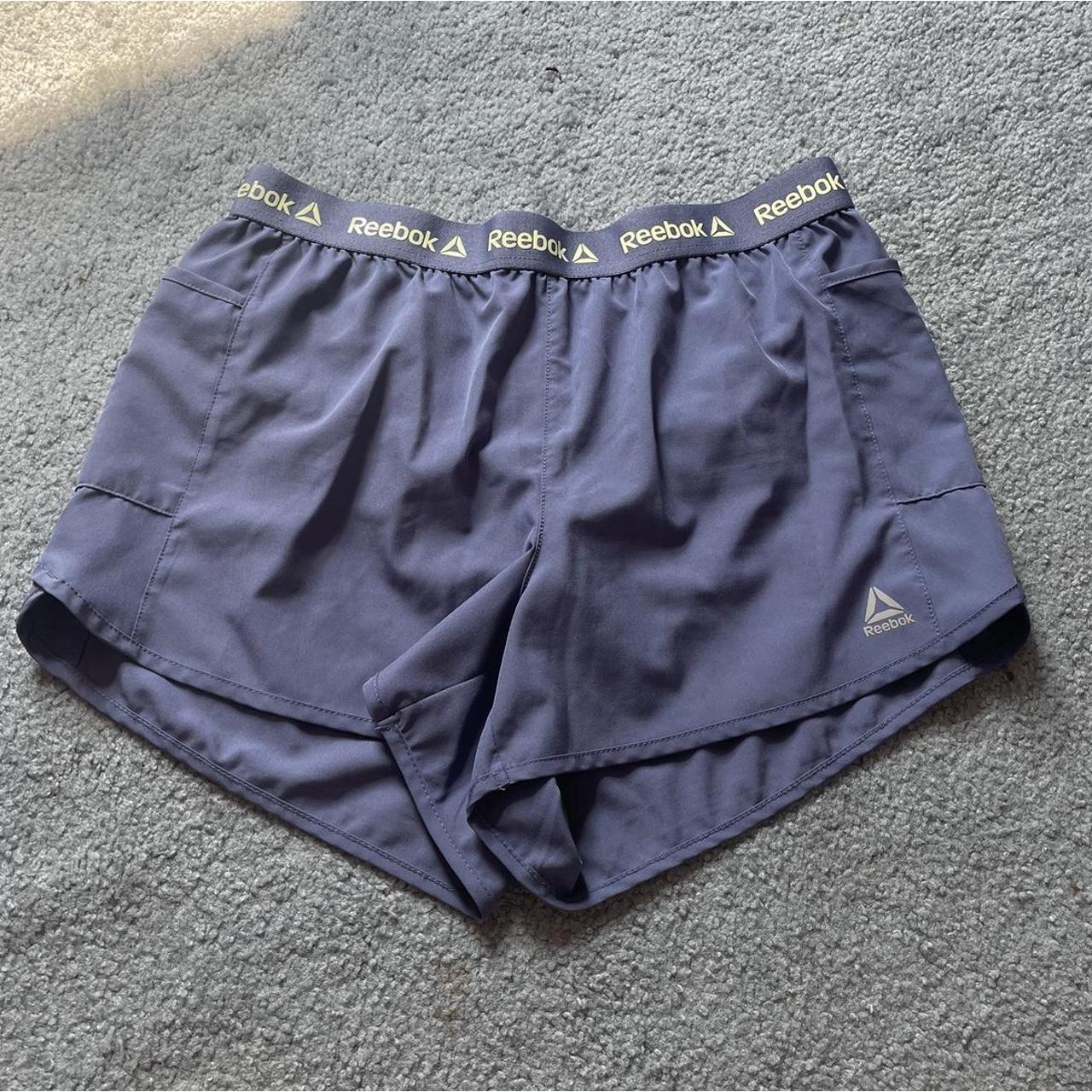 Reebok Women's Blue and Cream Shorts | Depop