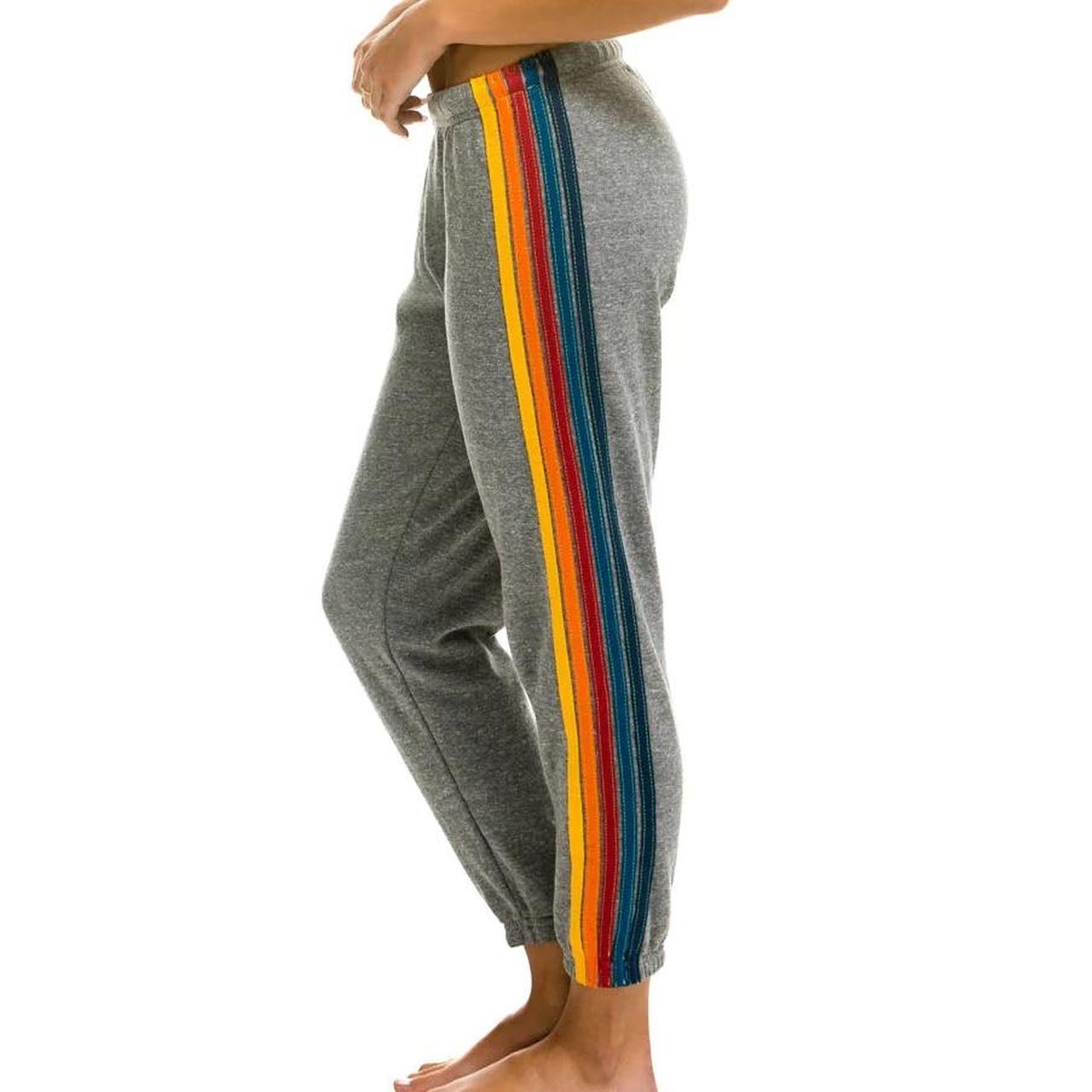 aviator nation striped sweatpants - gray size M - Depop