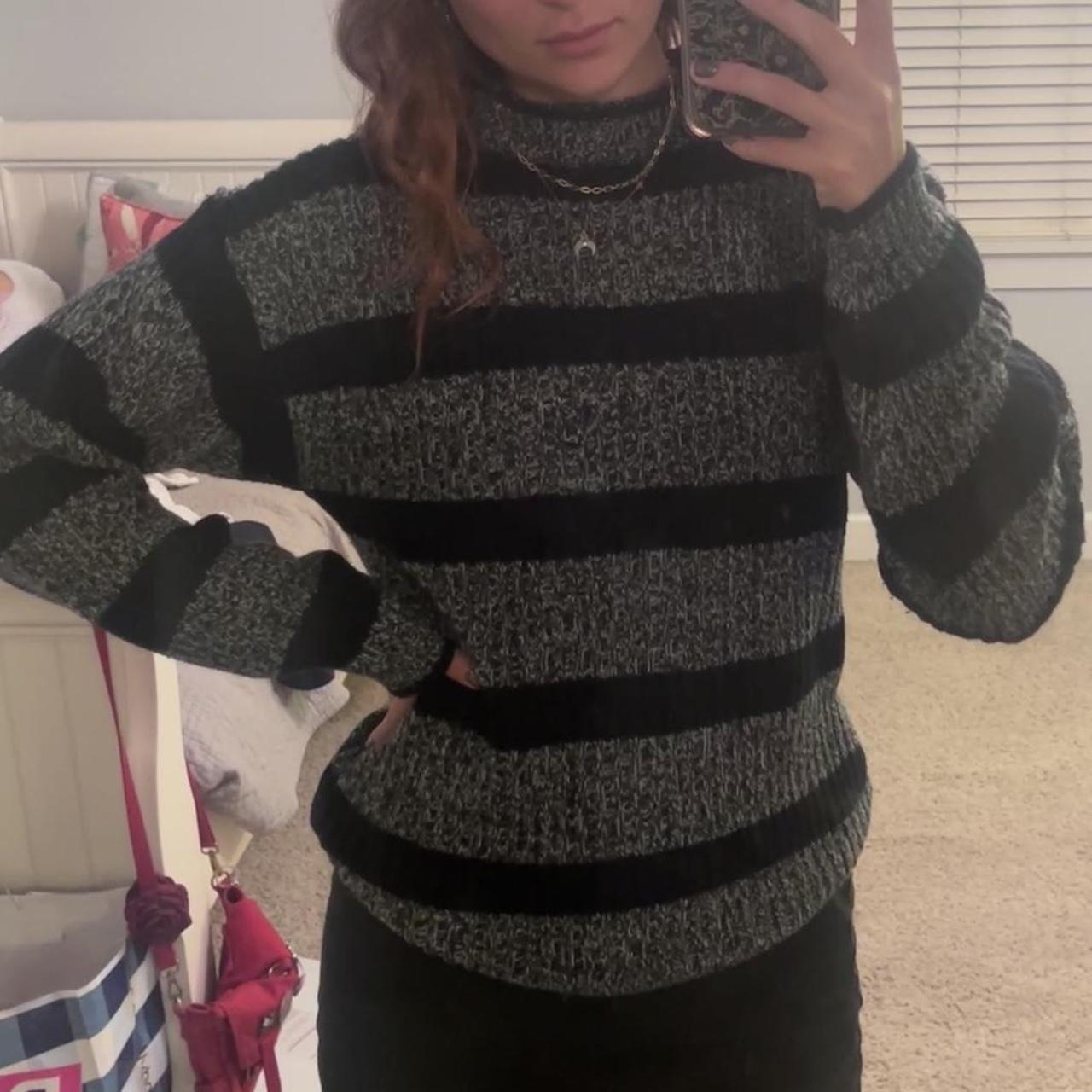 Black and Grey Striped Sweater Super cute and... - Depop