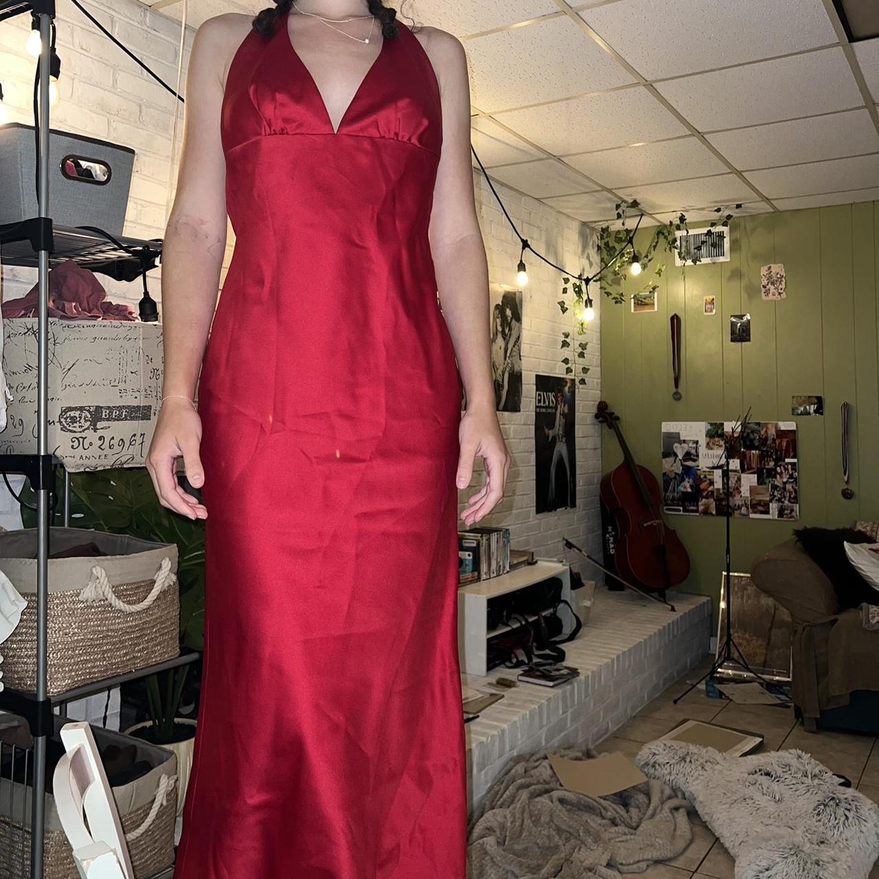 GORGEOUS vintage y2k ruby red satin evening gown/... - Depop