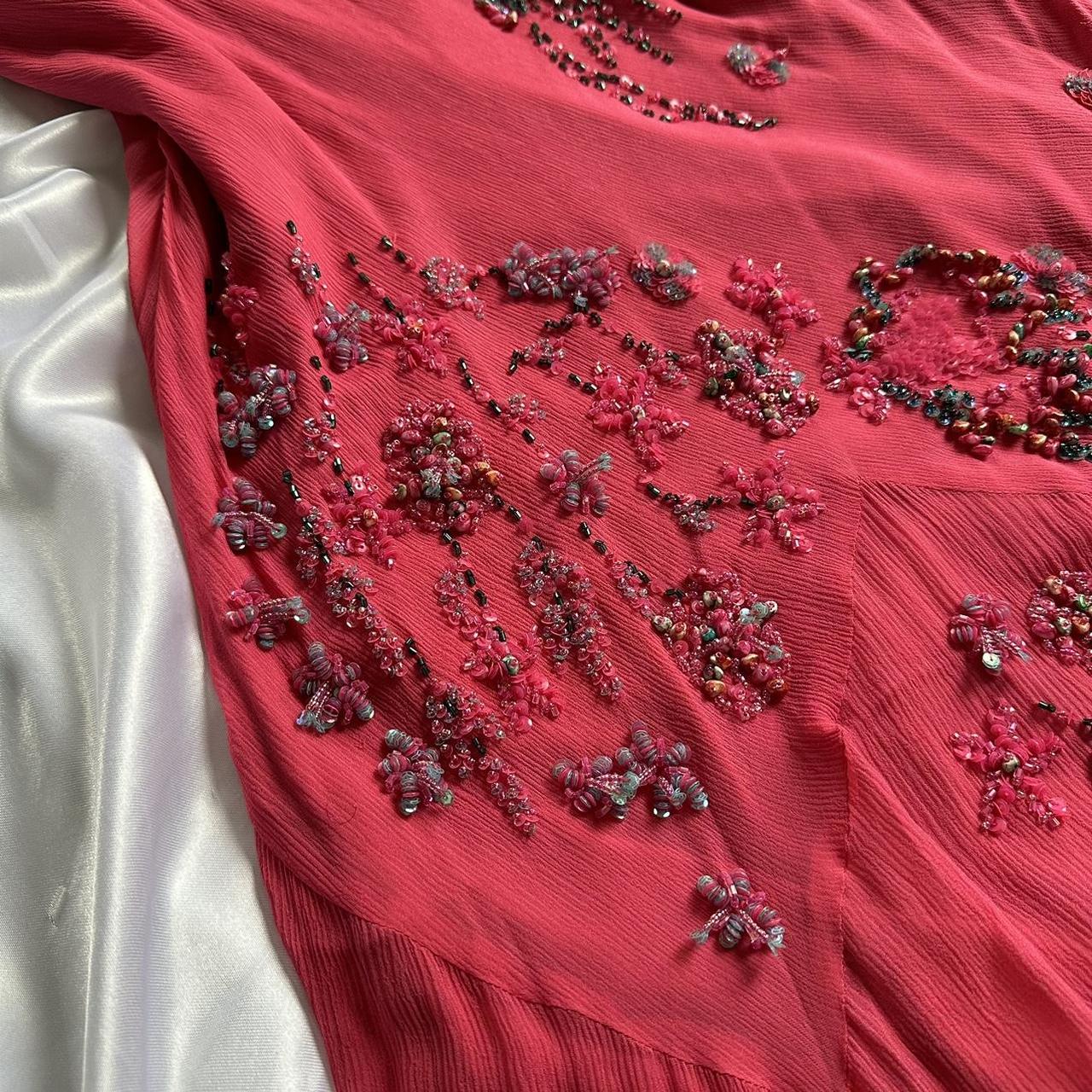 Stunning 90s Vintage Hot Rose Pink Embellished Gown... - Depop