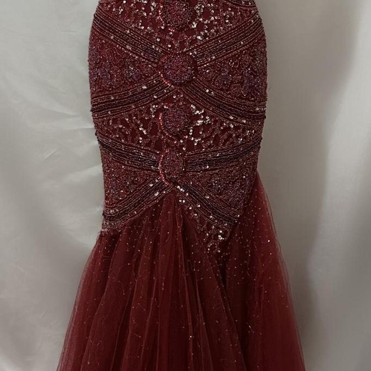 Dazzling Merlot Elegance: The Silk Tulle Prom Gown... - Depop