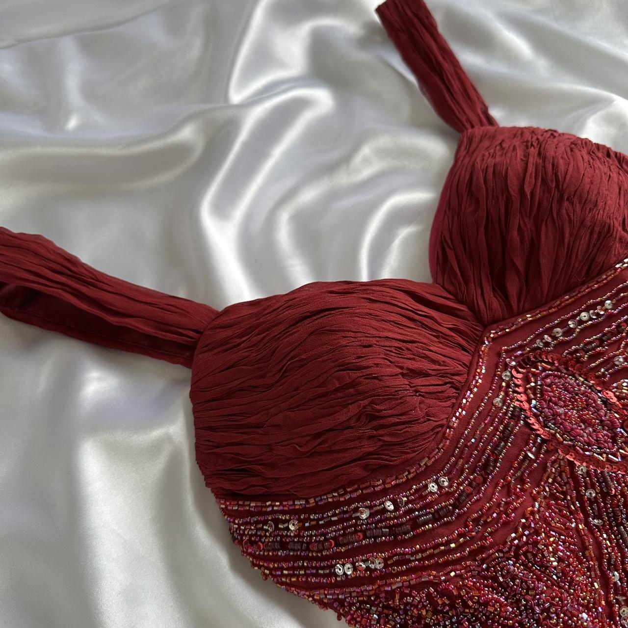 Dazzling Merlot Elegance: The Silk Tulle Prom Gown... - Depop