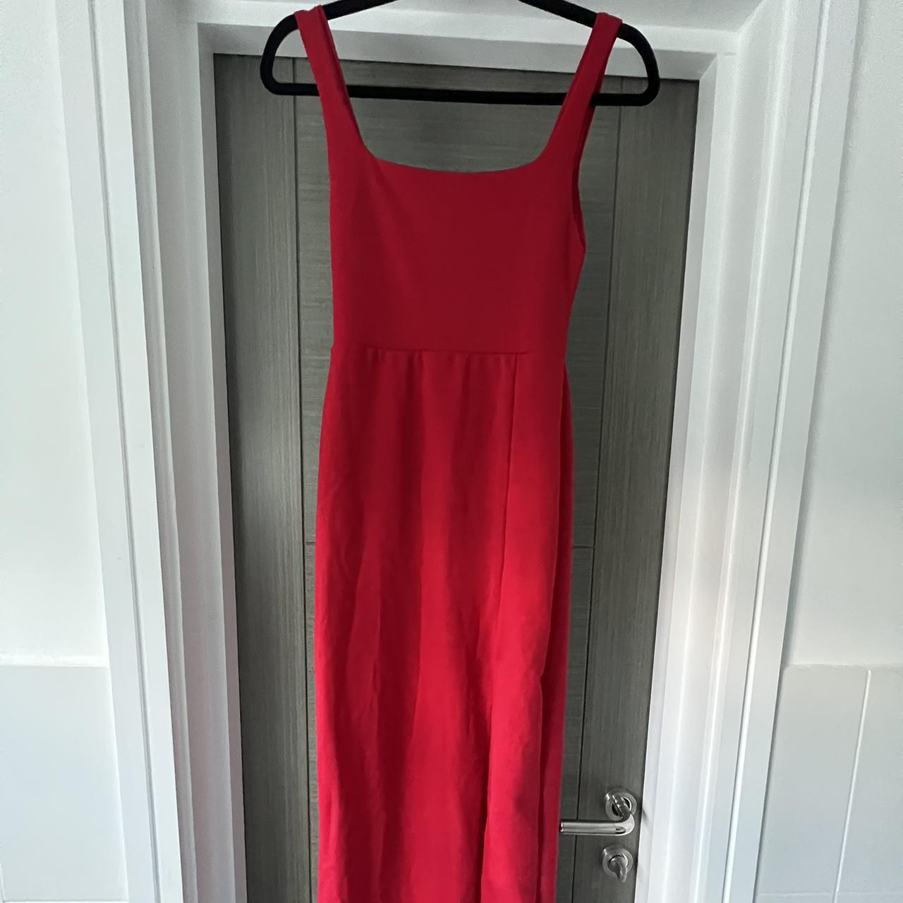 Stunning red bodycon maxi dress with side... - Depop