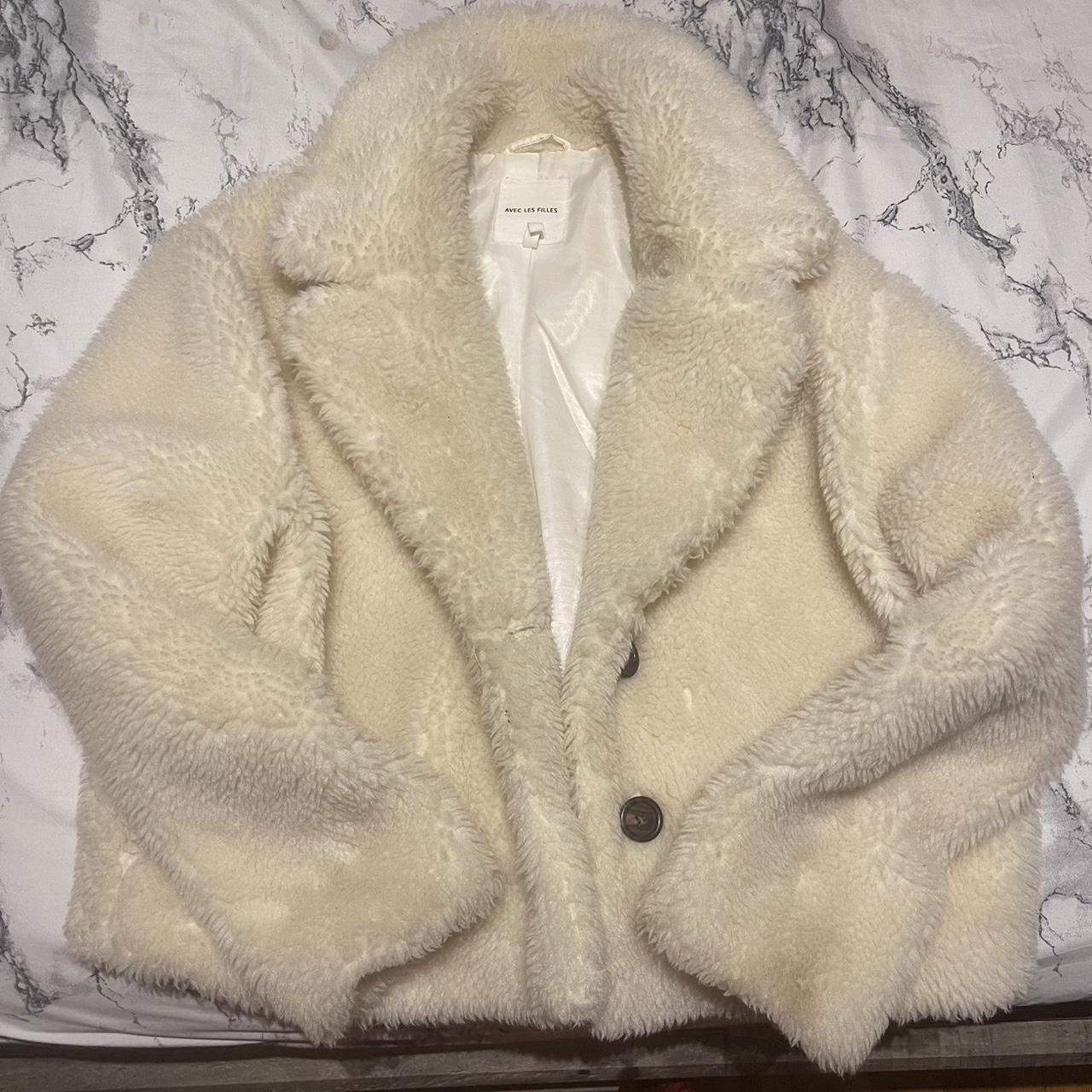 rare cream fur coat soft fluffy cream faux fur... - Depop