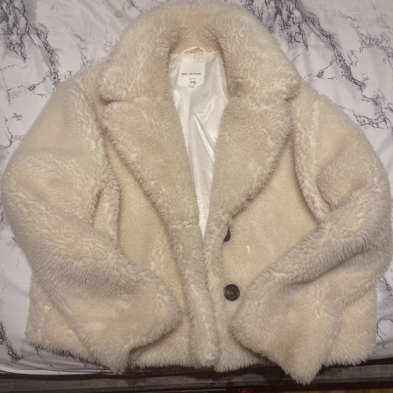 rare cream fur coat soft fluffy cream faux fur... - Depop