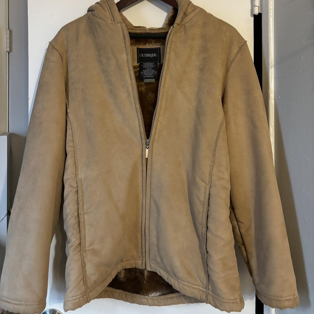 Outbrook Vintage Suede Fur Hooded Jacket Vintage - Depop