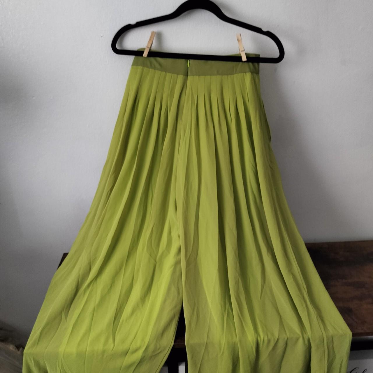 Neon Green Wide Flowy Leg Pant Size: Medium Woman's... - Depop