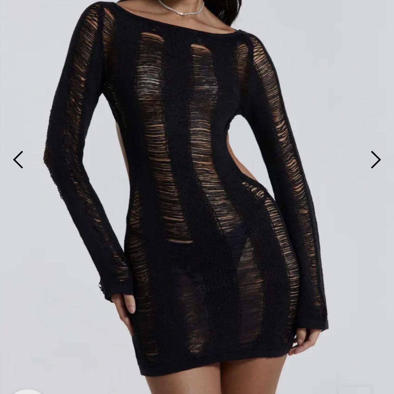 JADED LONDON UMBRA SHREDDED MINI DRESS size... - Depop