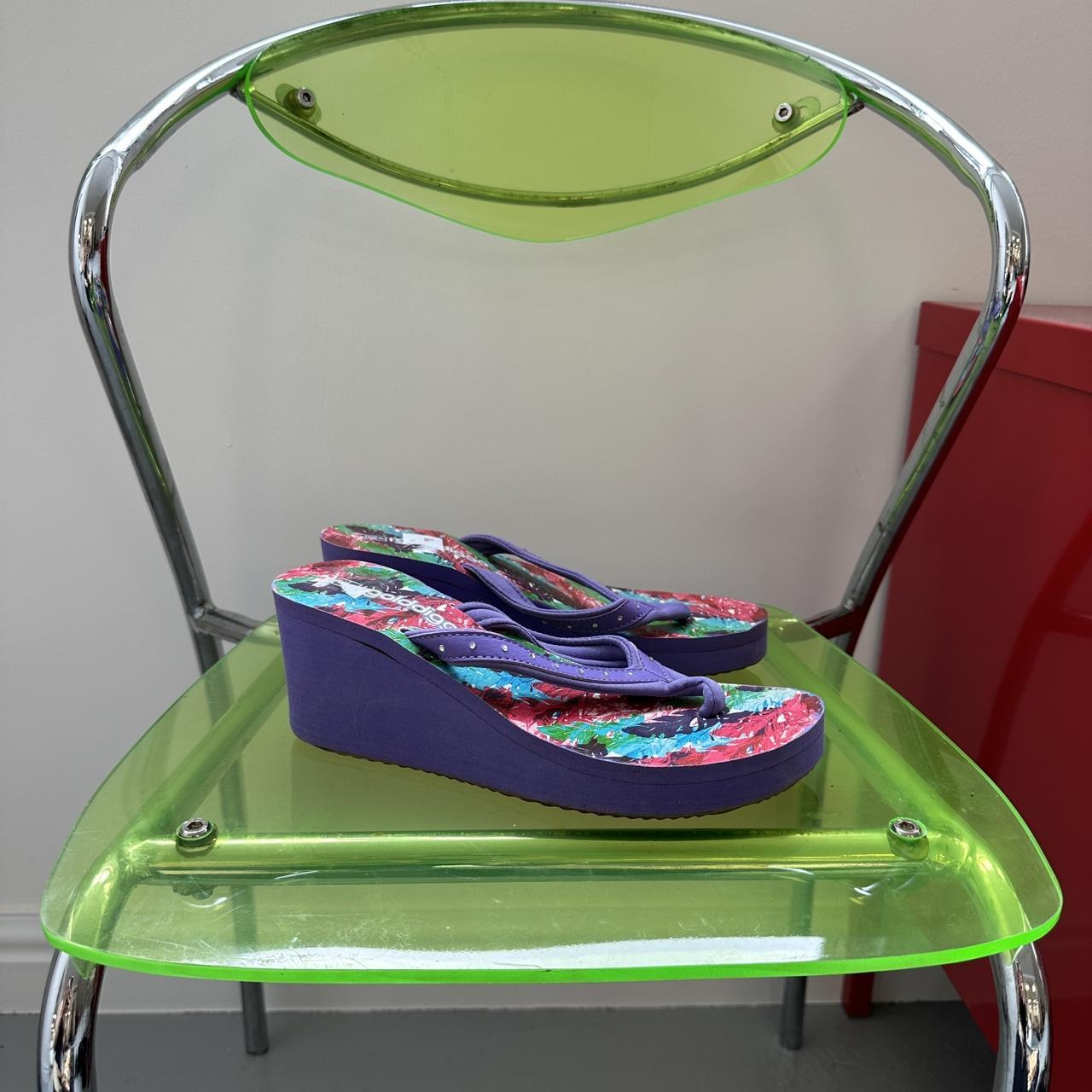 Vintage 90s/00s purple foam platform flip flops with... - Depop