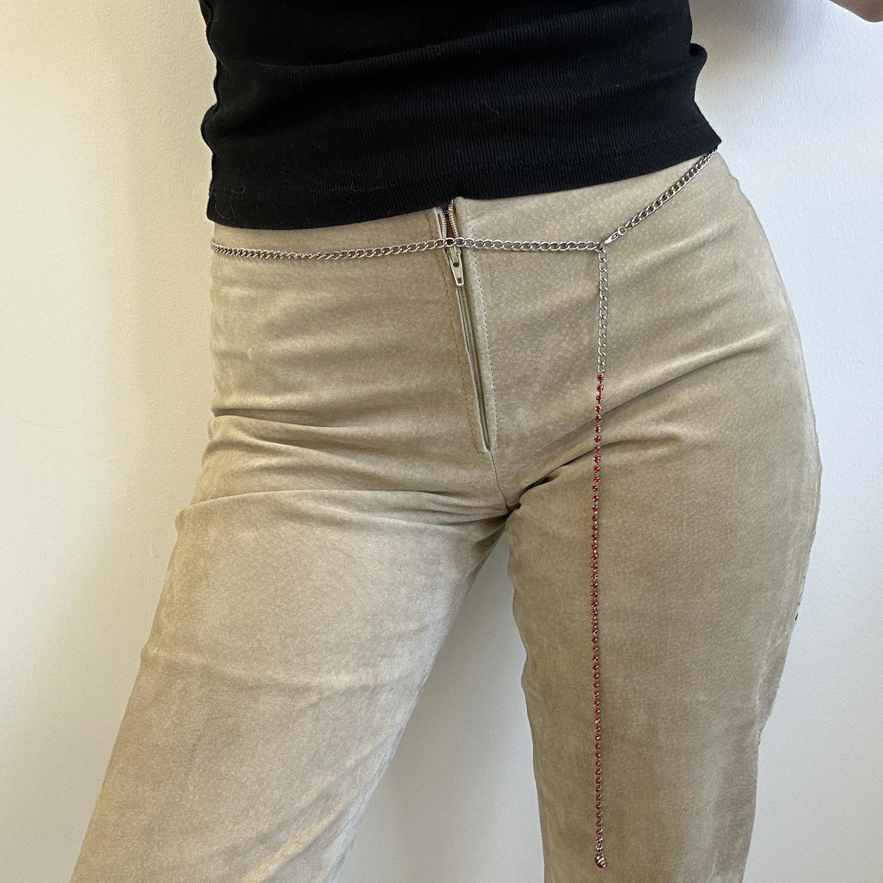 Red diamanté body / waist chain - Depop