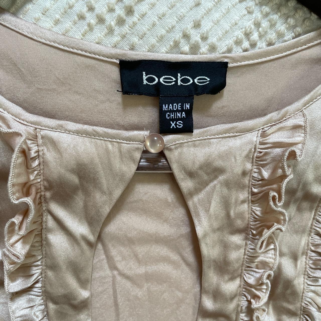 Bebe silky ruffle coquette blouse Open chest... - Depop