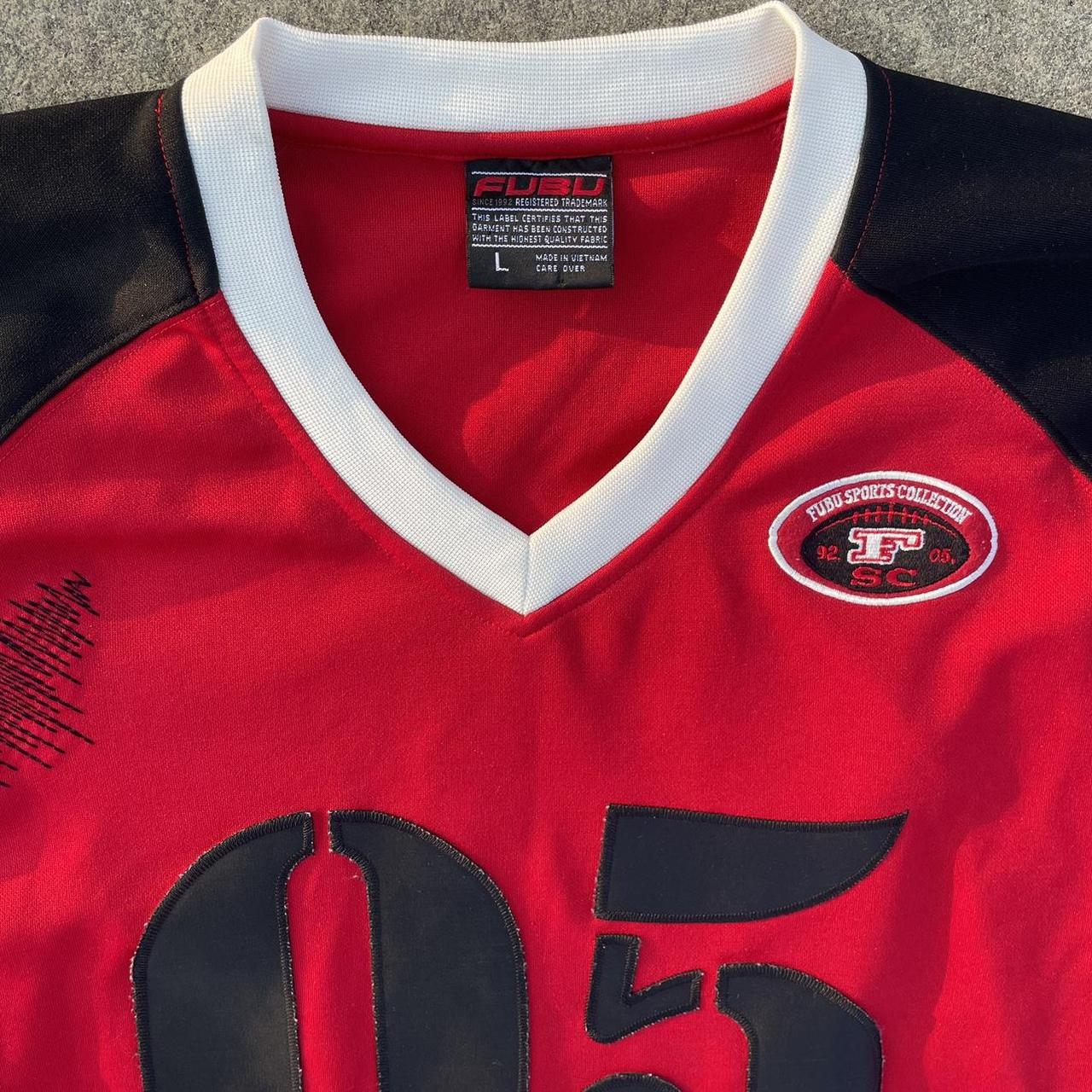 Red & black Fubu jersey Vintage Y2K jersey Size L... - Depop