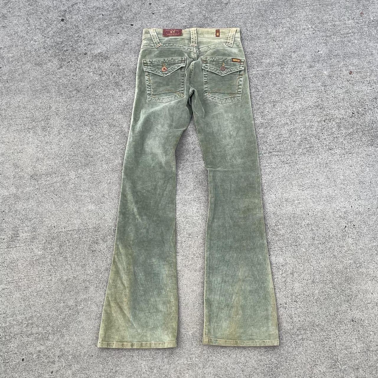 y2k low rise Bongo flared pants green stretchy... - Depop