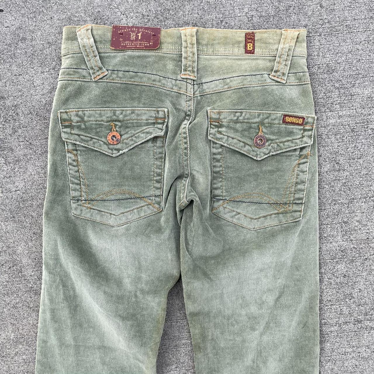 y2k low rise Bongo flared pants green stretchy... - Depop