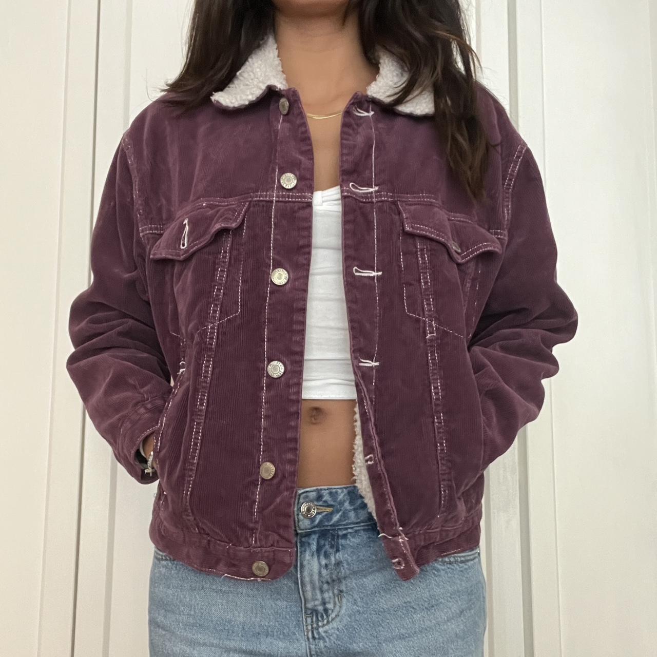 Purple corduroy Sherpa brandy coat. Never seen this... - Depop