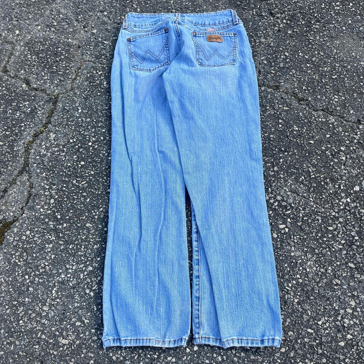 vintage wrangler premium patch jeans super fire... - Depop